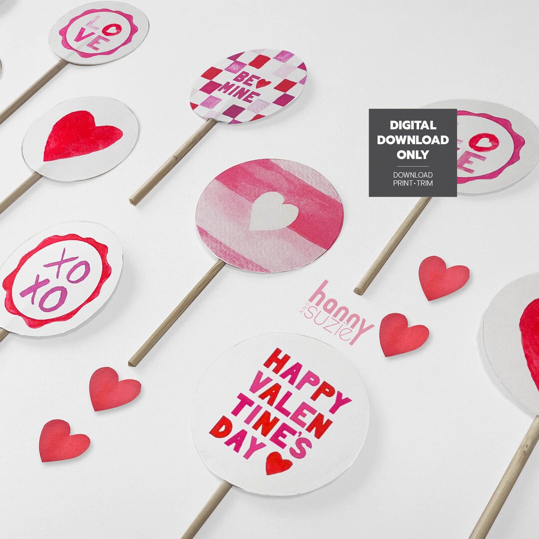 Valentines Day Printable Cupcake Toppers, Cute Happy Valentine Party ...