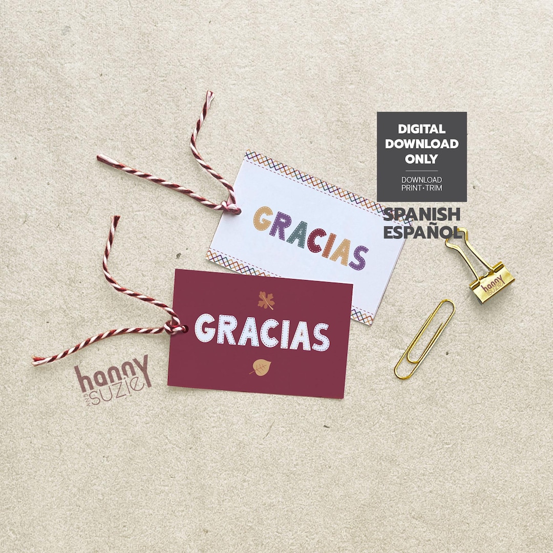 Gracias Printable Tag, Spanish Thank You Tag, Thanksgiving Spanish ...