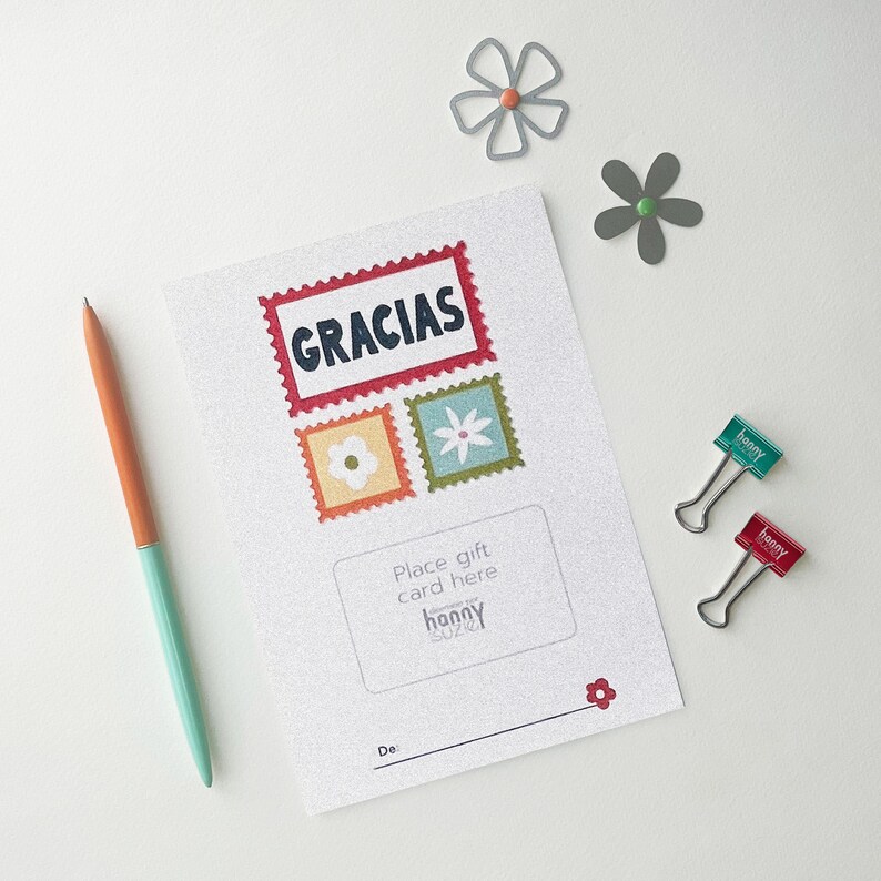 Spanish Printable Thank You Gift Card Holder, Tarjeta De Gracias ...