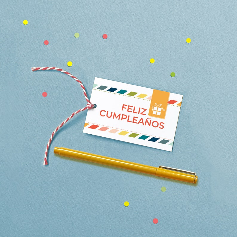 Feliz Cumpleaños Printable Tag, Spanish Birthday Printable Tag ...