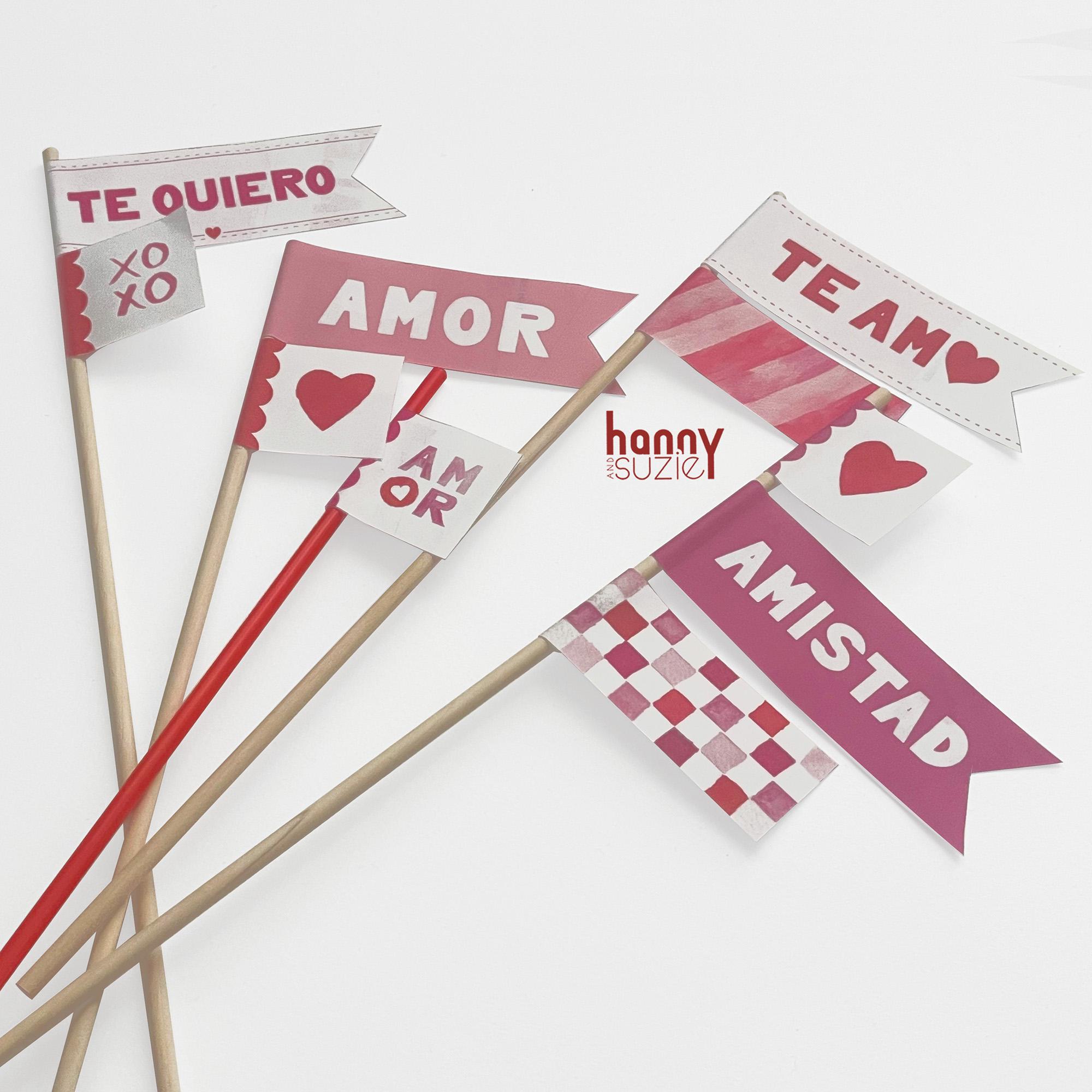 San Valentin Printable Pennant Flags Bundle, Banderin En Español ...