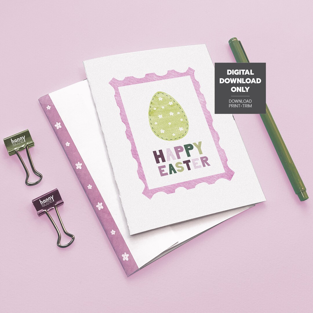 Printable Happy Easter Card, Easter Egg Card, Digital Easter Greeting ...