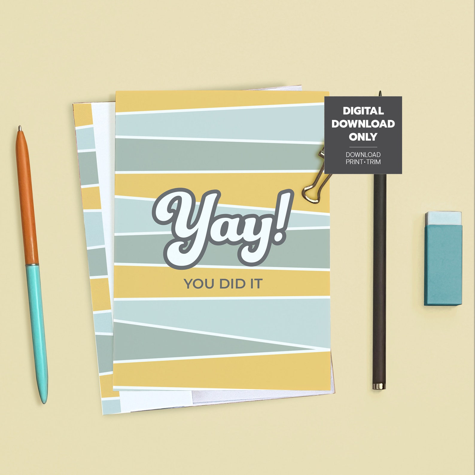 Yay You Did It Printable Card, Congratulations Card, Instant Download ...