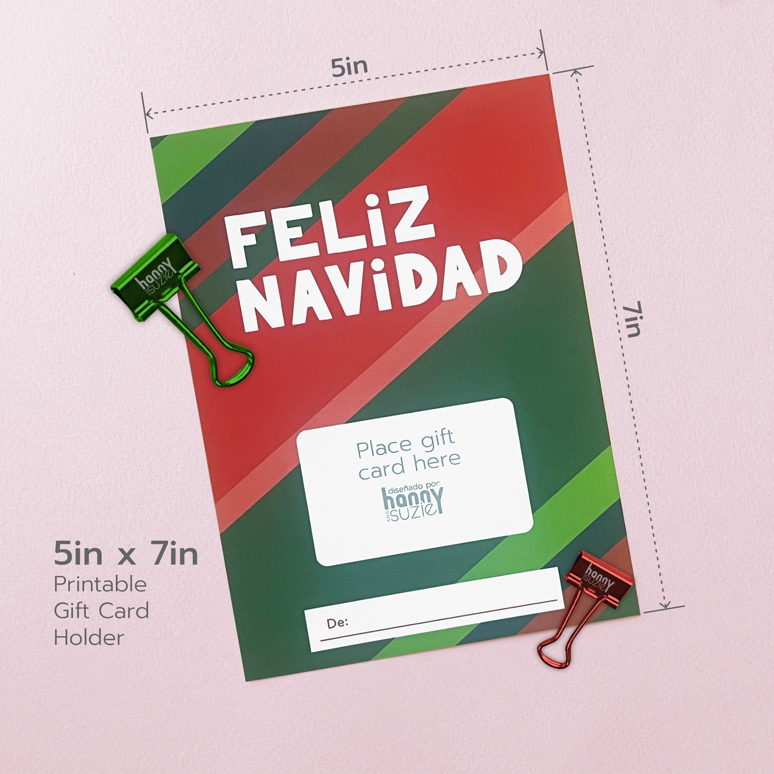 Feliz Navidad Printable Gift Card Holder, Spanish Feliz Navidad Gift ...
