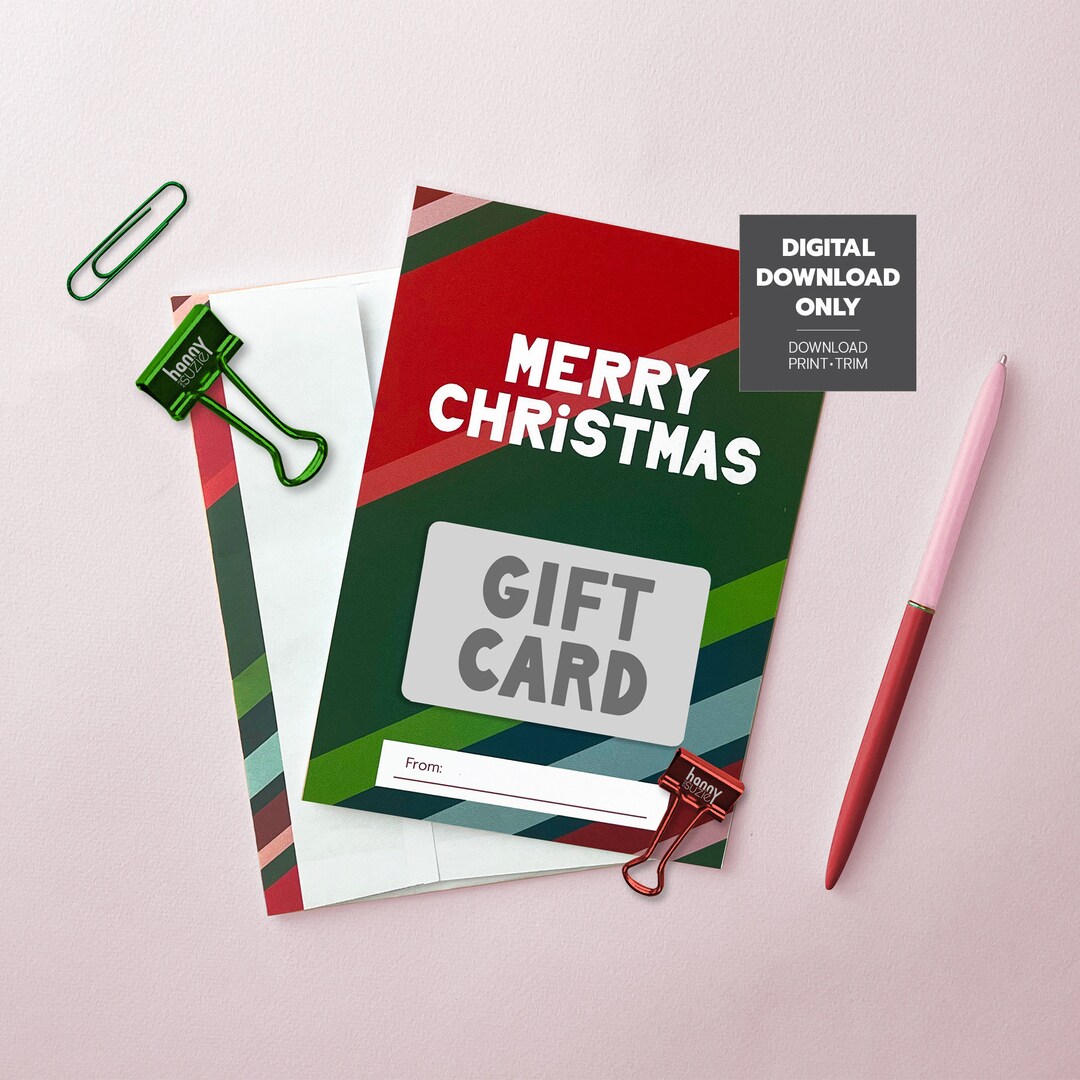 Printable Christmas Gift Card Holder, Merry Christmas Gift Card Holder ...