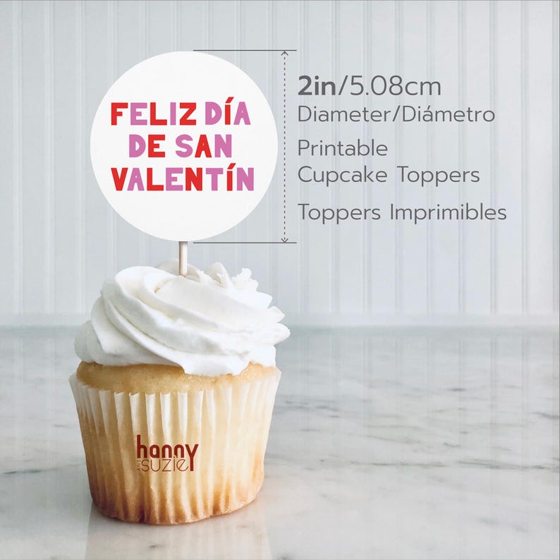 San Valentin Printable Cupcake Toppers, Spanish Valentines Day Party ...