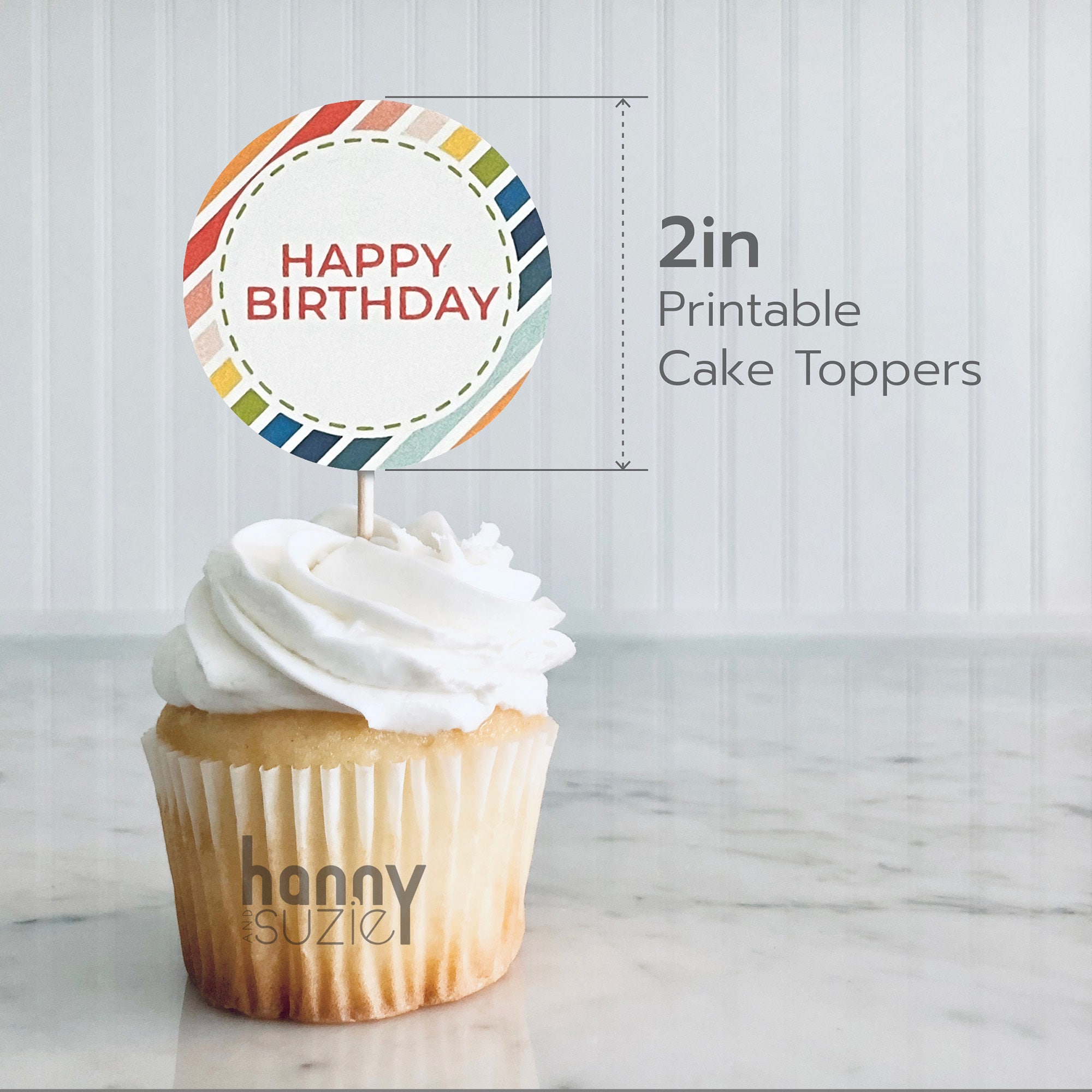 Printable Happy Birthday Cupcake Topper, Birthday Party Decoration ...