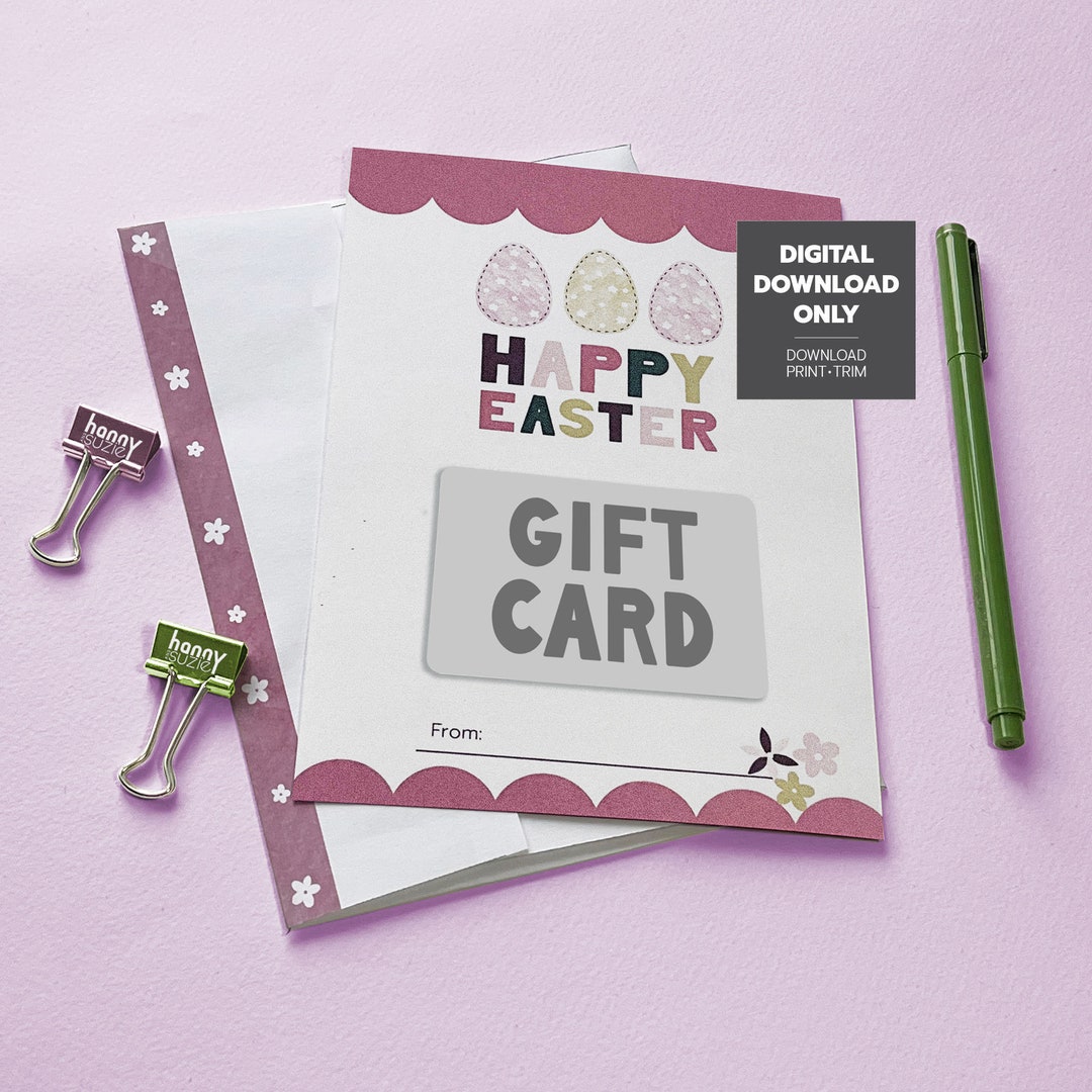 Happy Easter Printable Gift Card Holder, Easter Eggs Card, Instant ...