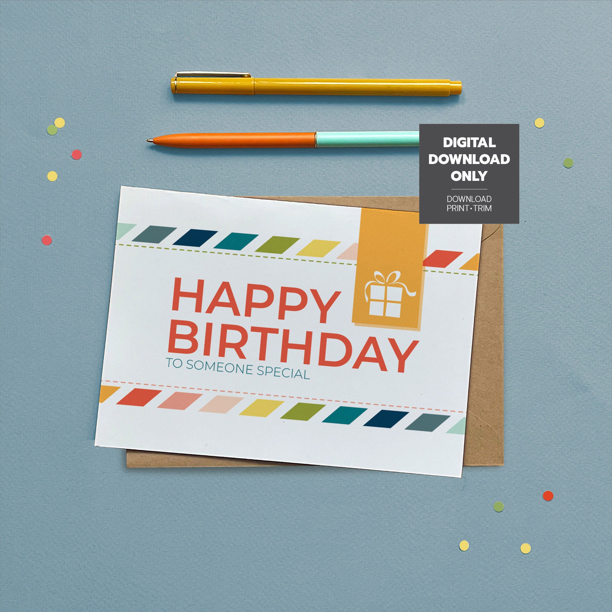 Printable Happy Birthday Card Birthday Card Blue Birthday - Etsy