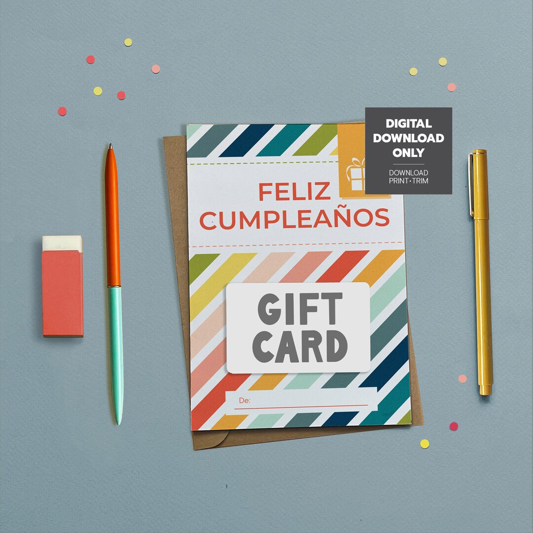 Feliz Cumpleaños Printable Gift Card Holder Spanish Birthday - Etsy UK