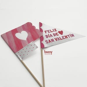 San Valentin Printable Pennant Flags Bundle, Banderin En Español ...