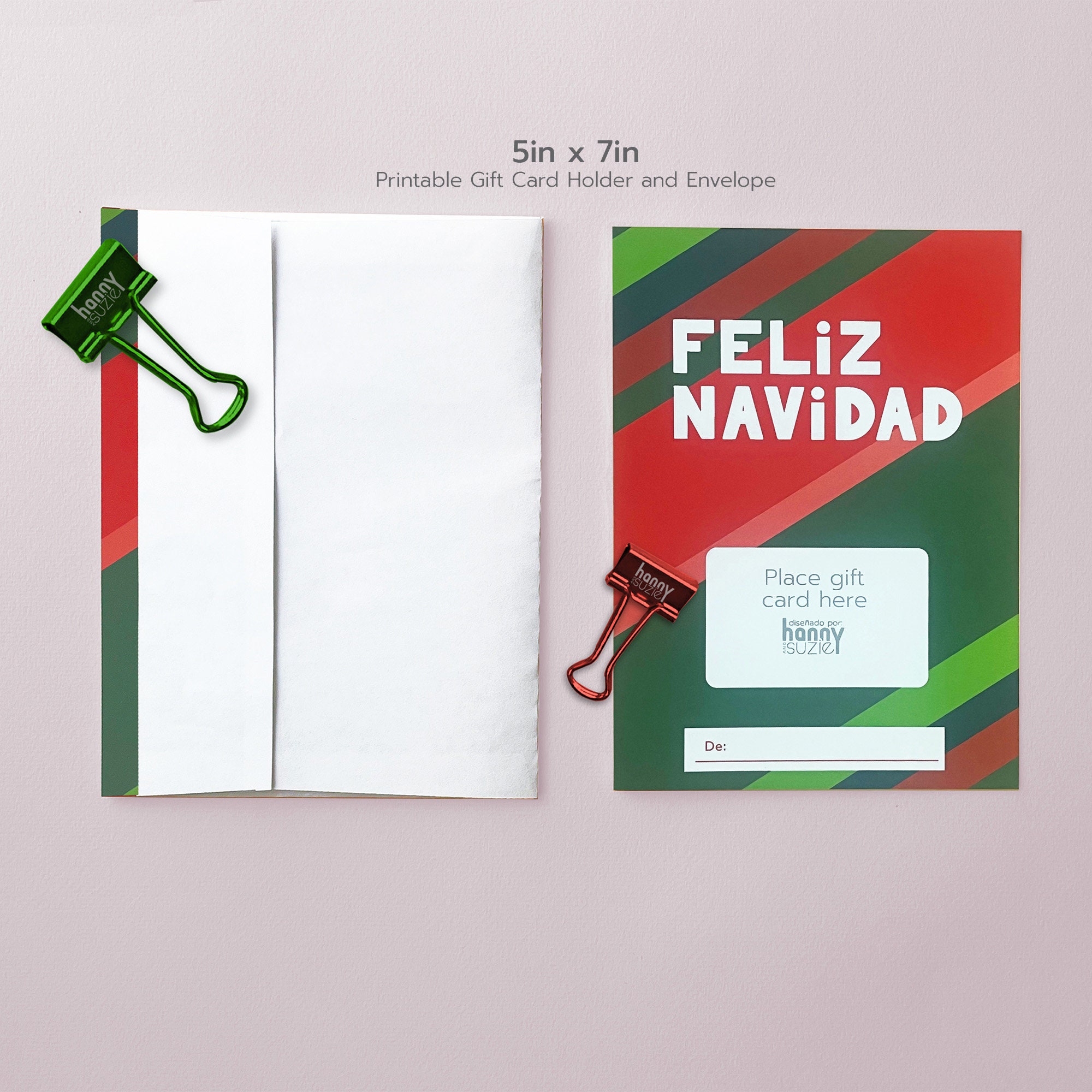 Feliz Navidad Printable Gift Card Holder, Spanish Feliz Navidad Gift ...