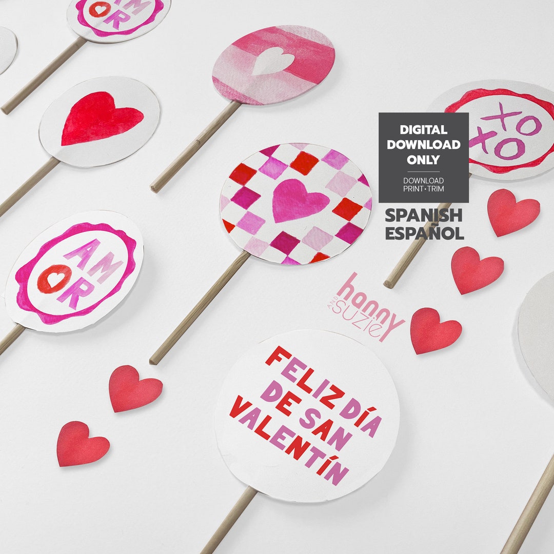 San Valentin Printable Cupcake Toppers, Spanish Valentines Day Party ...