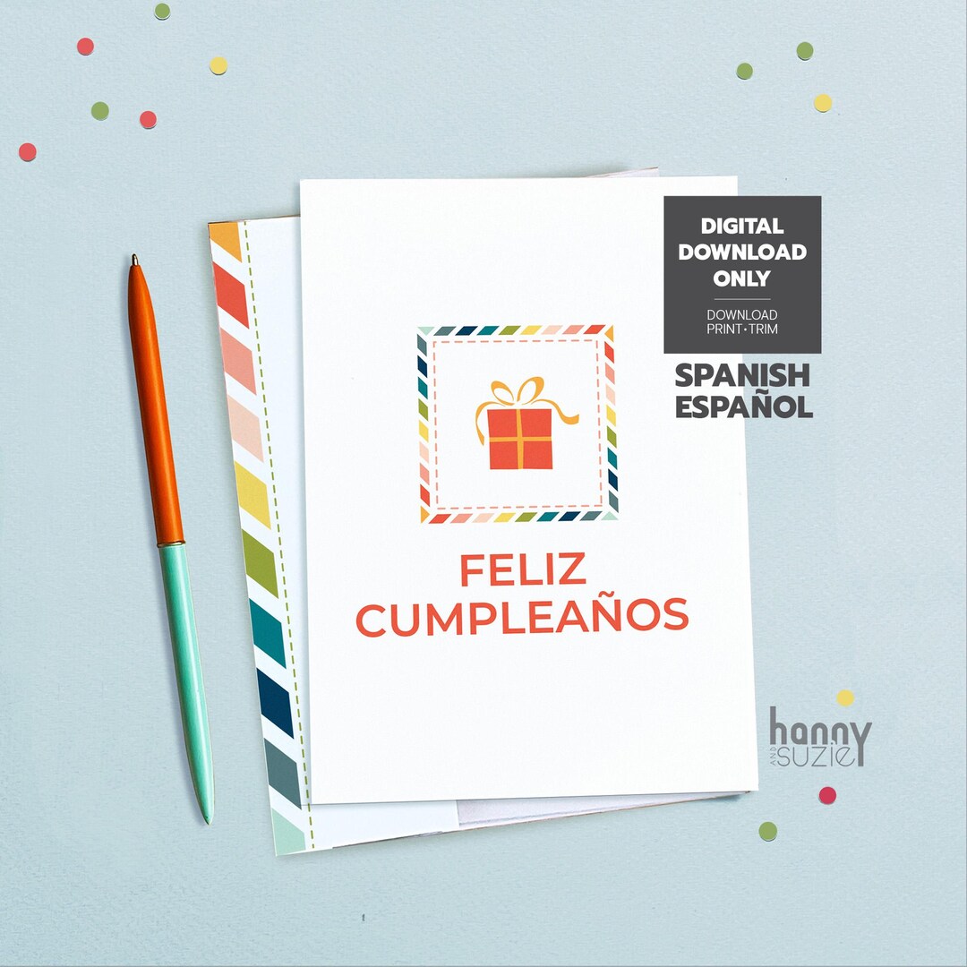 Tarjeta De Cumpleaños Imprimible, Spanish Birthday Printable Card ...