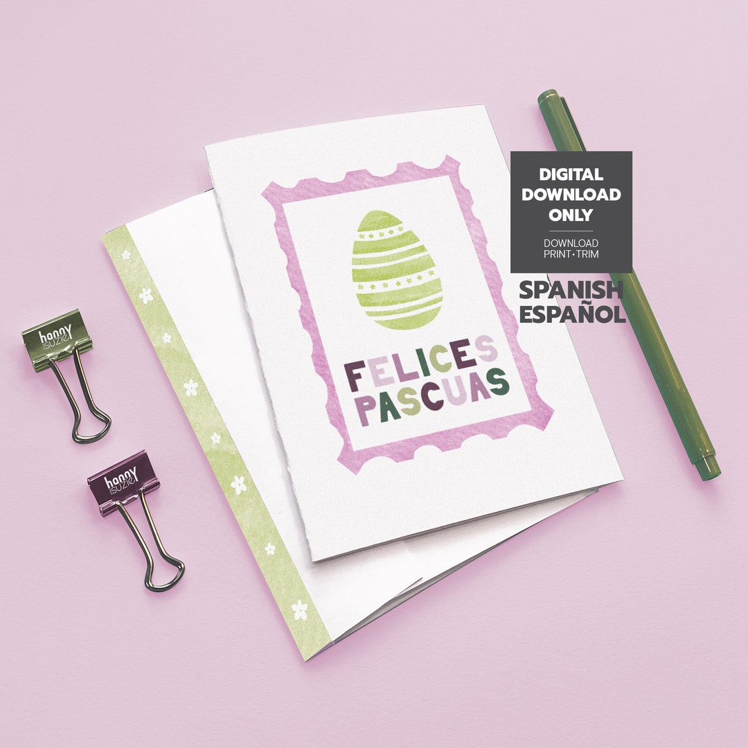 Printable Happy Easter Spanish Greeting Card, Tarjeta Felices Pascuas ...
