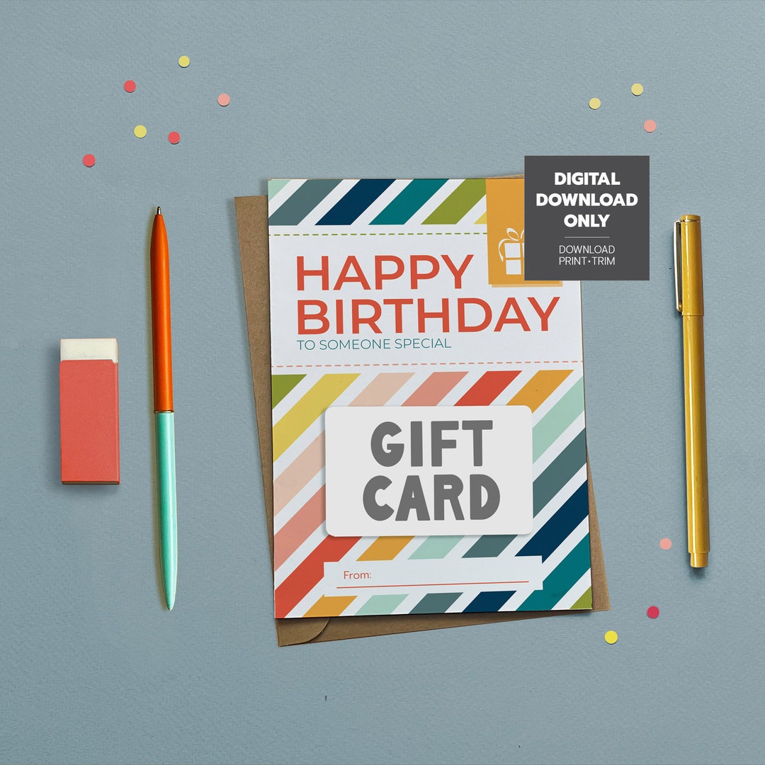 Printable Birthday Gift Card Holder Happy Birthday Gift Card - Etsy