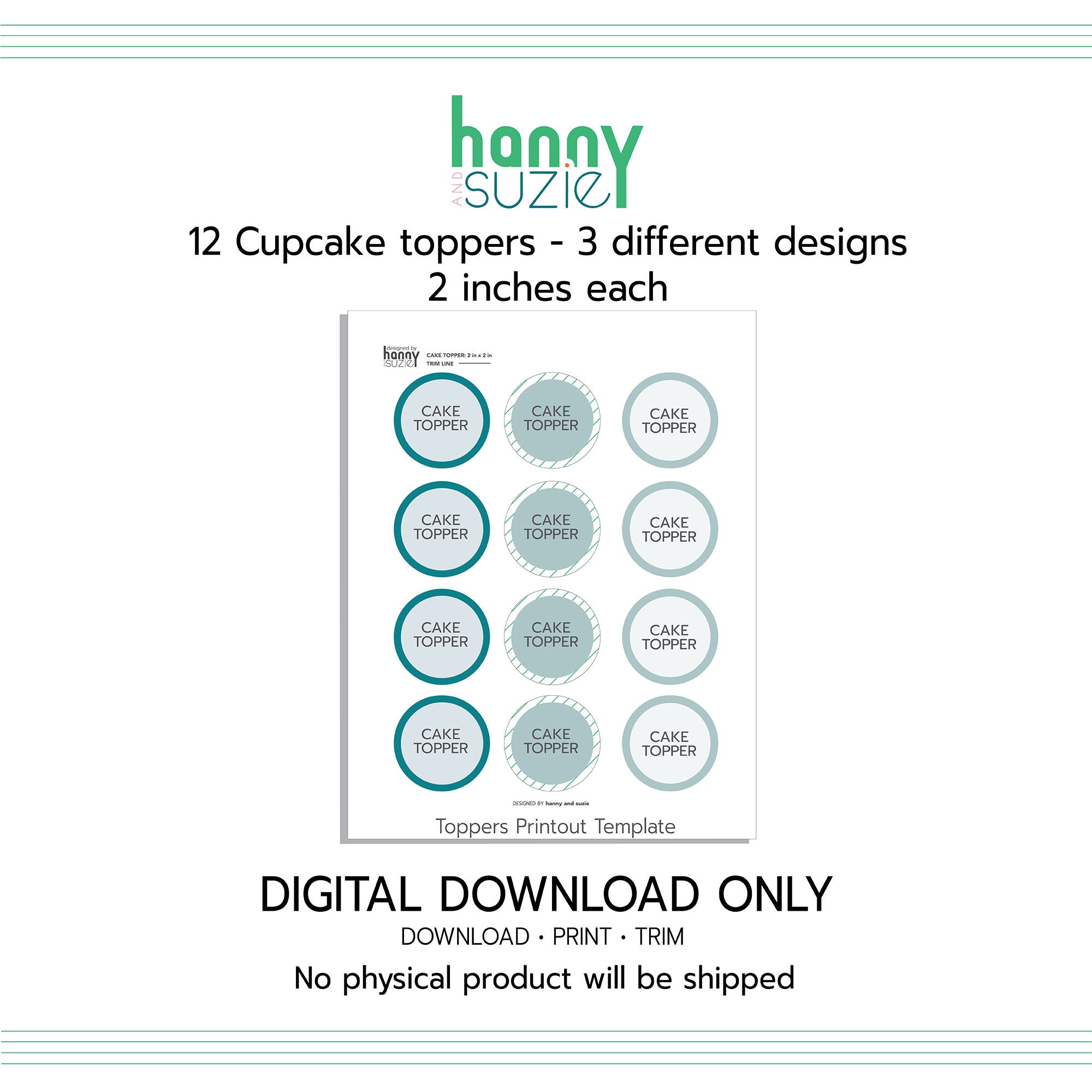 Happy Birthday Printable Cupcake Topper Birthday Party - Etsy