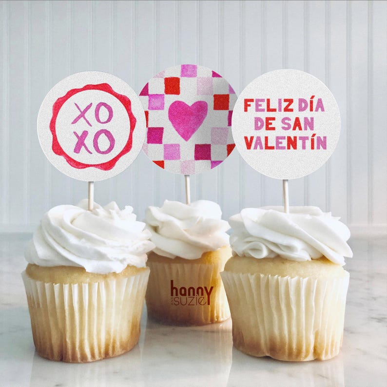 San Valentin Printable Cupcake Toppers, Spanish Valentines Day Party ...