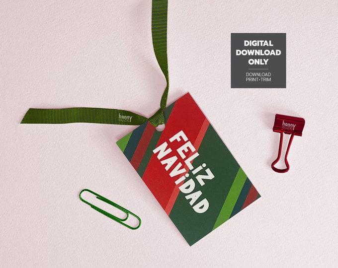 EDITABLE Feliz Navidad Tag, Spanish Christmas Gift Tags, Printable ...