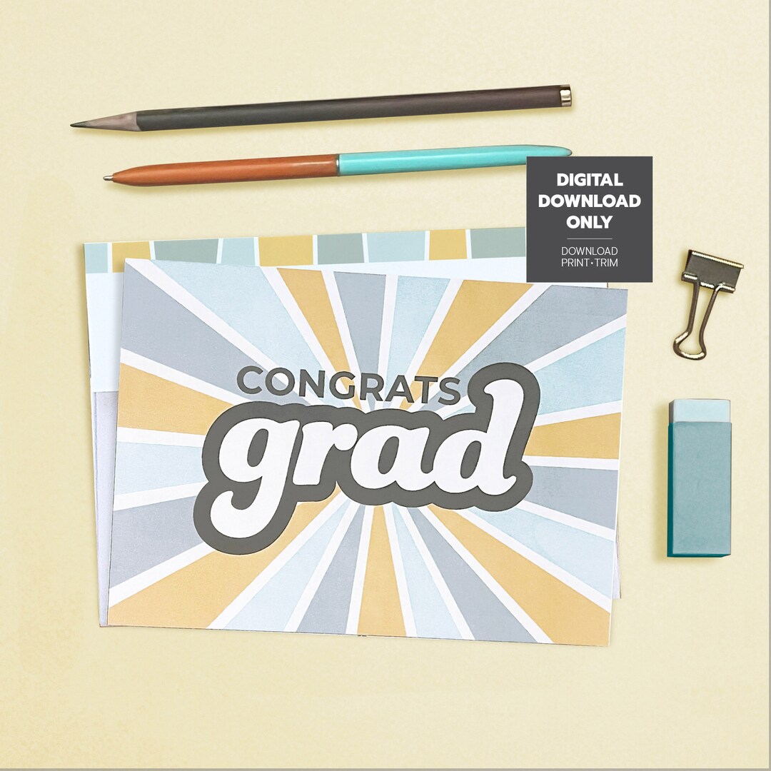 Printable Graduation Card, Congrats Grad Card, Instant Download - Etsy