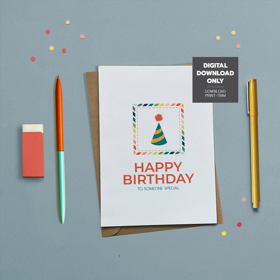 Printable Birthday Hat Card Birthday Card Happy Birthday - Etsy