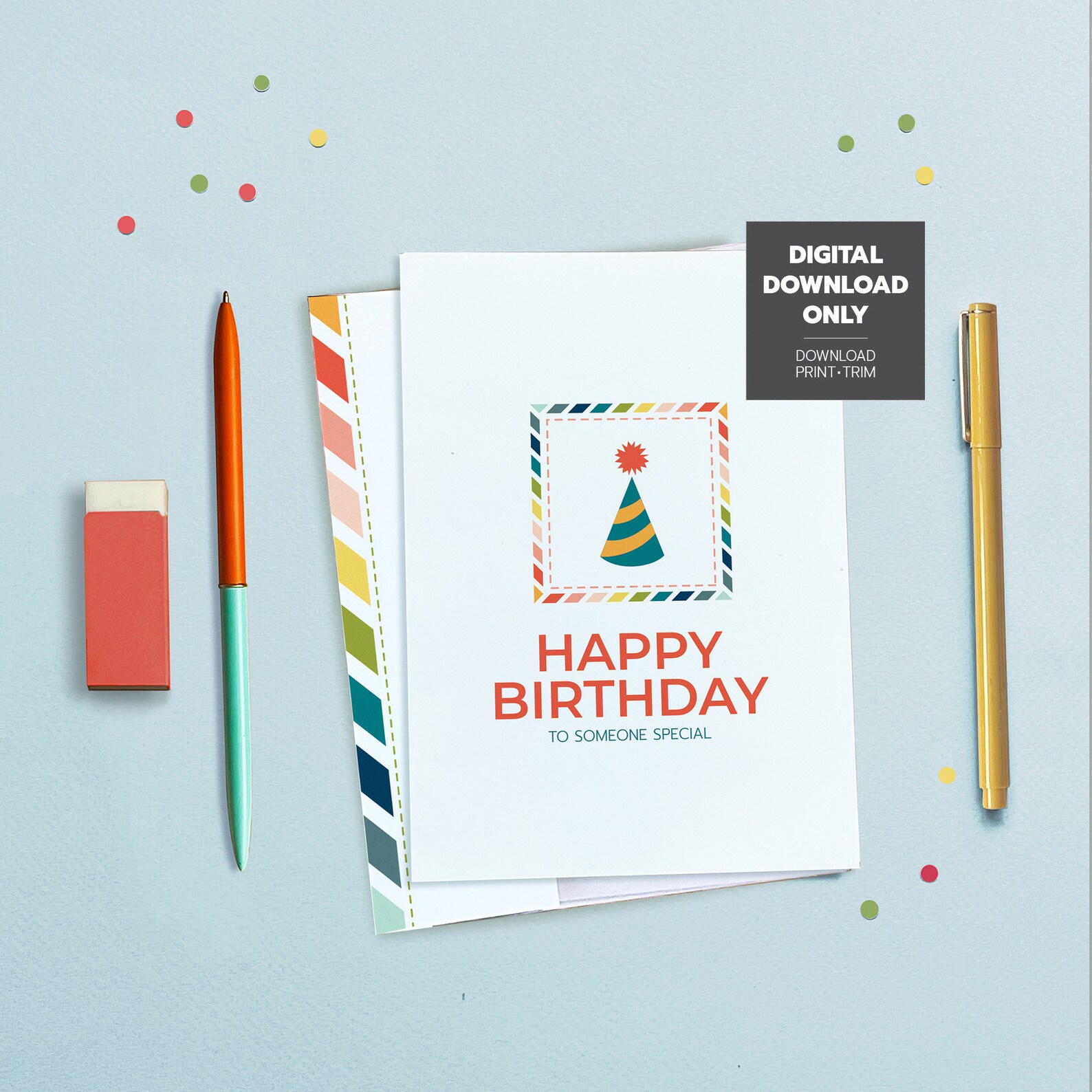 Printable Birthday Hat Card, Birthday Card, Happy Birthday Card ...