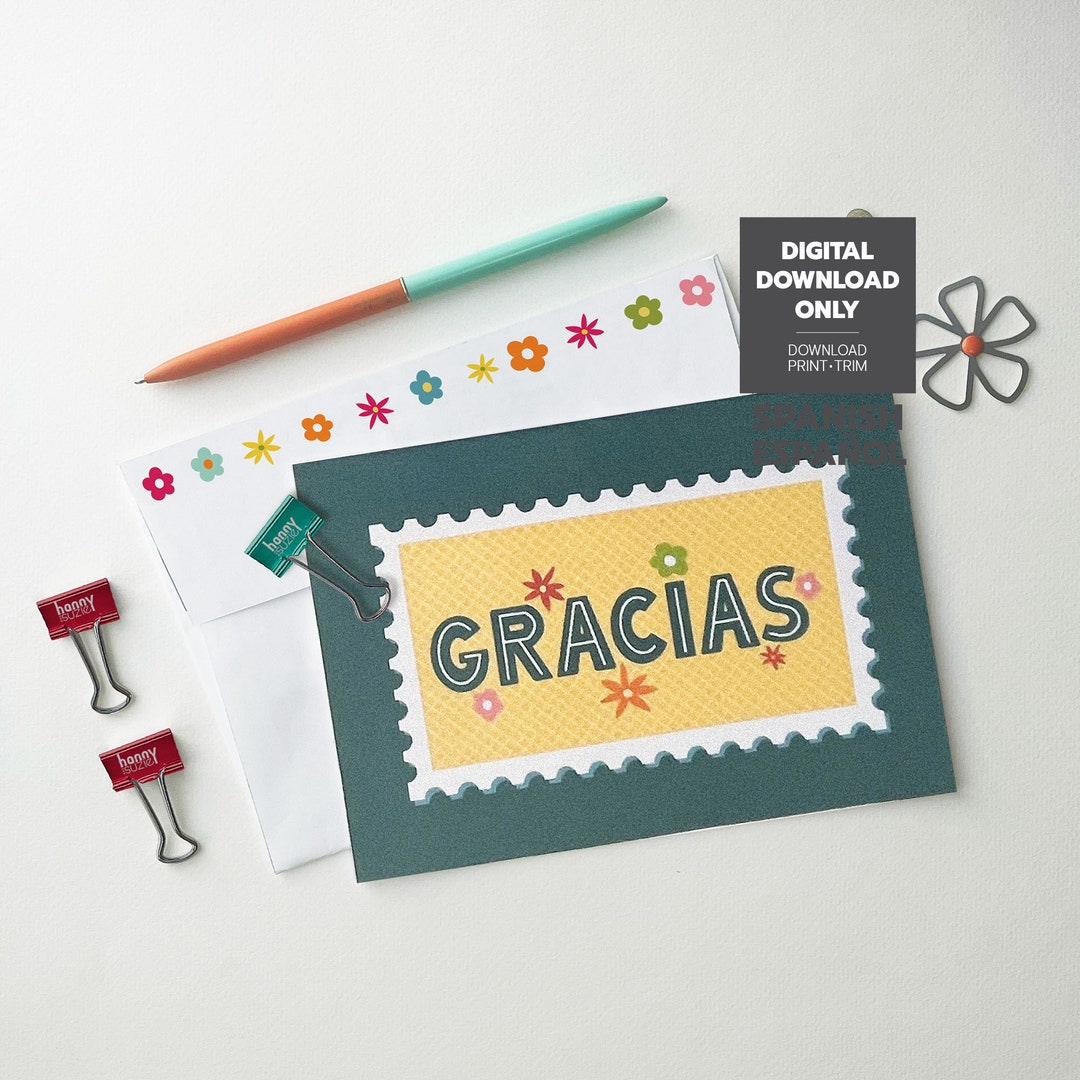 Tarjeta De Gracias Para Imprimir, Spanish Thank You Printable Greeting ...