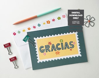 Gracias Printable Card INSTANT DOWNLOAD - Etsy