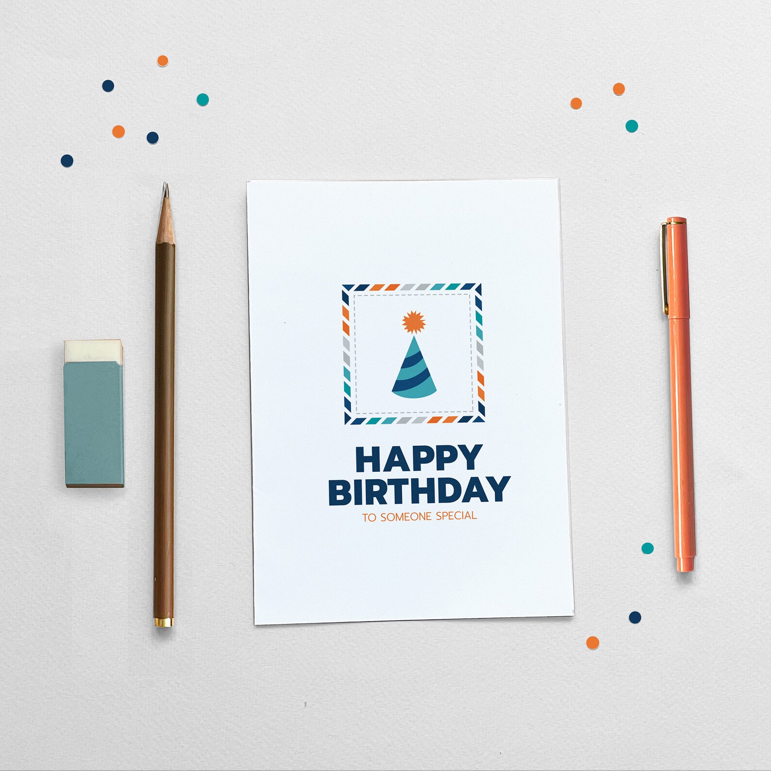 Printable Birthday Hat Card, Happy Birthday Card, Birthday Card, Blue ...