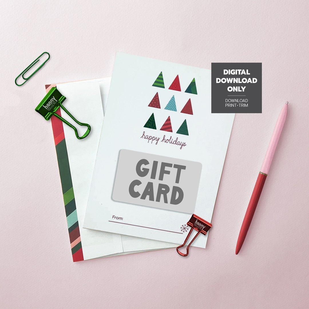 Printable Happy Holidays Gift Card Holder, Merry Christmas Gift Card ...