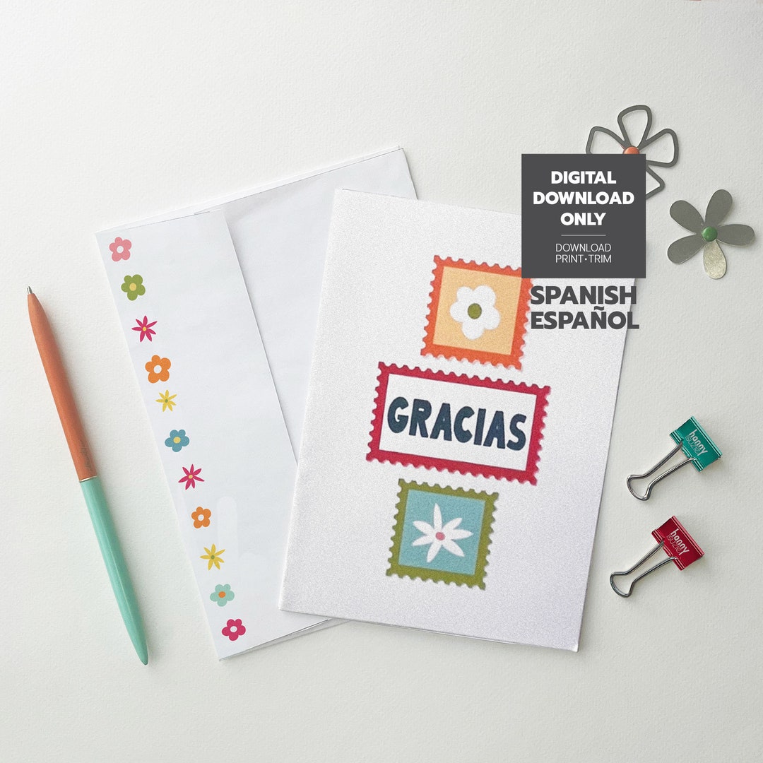 Gracias Card, Spanish Thank You Printable Card, Spanish Thank You Card ...