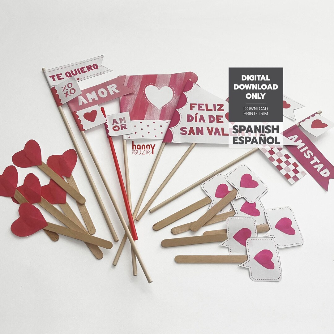 San Valentin Printable Pennant Flags Bundle, Banderin En Español ...