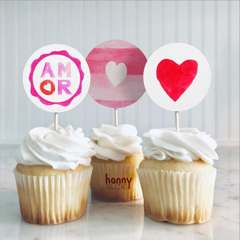 San Valentin Printable Cupcake Toppers, Spanish Valentines Day Party ...