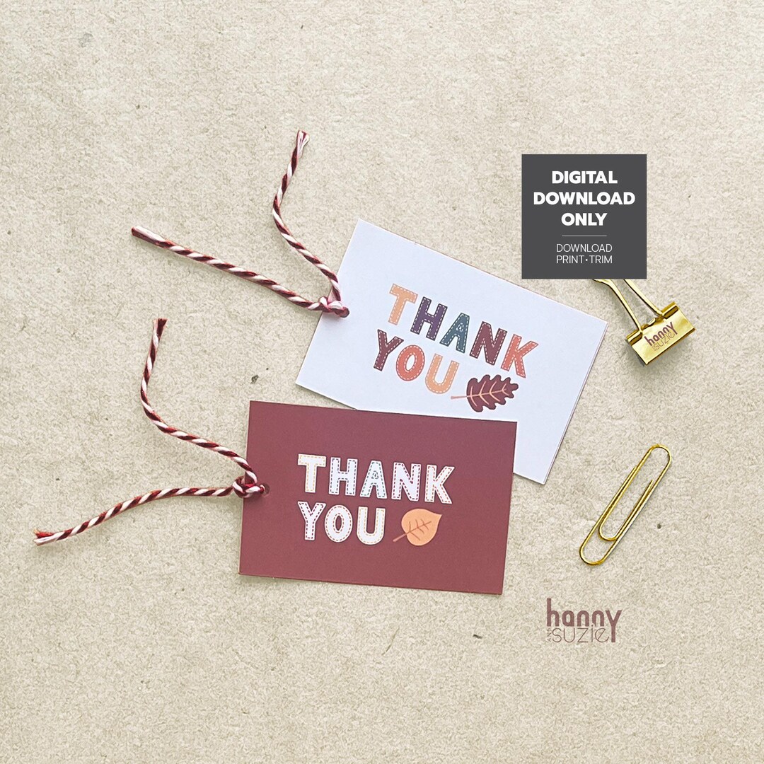 Printable Thank You Tag, Thanksgiving Printable, Tag Sticker Template ...