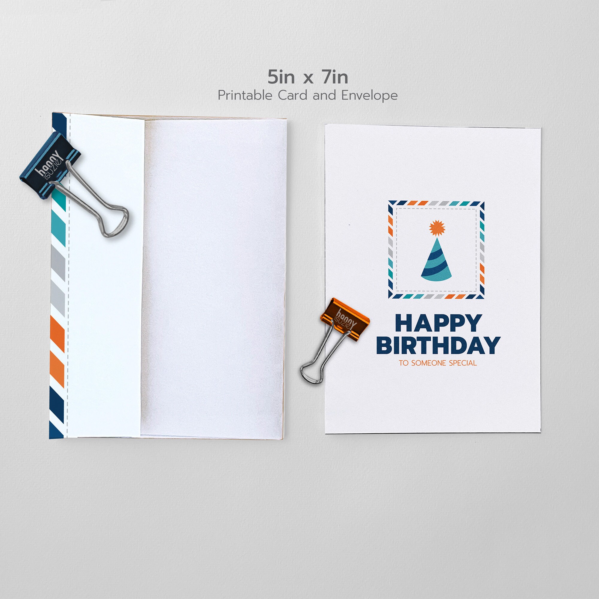Printable Birthday Hat Card, Happy Birthday Card, Birthday Card, Blue ...