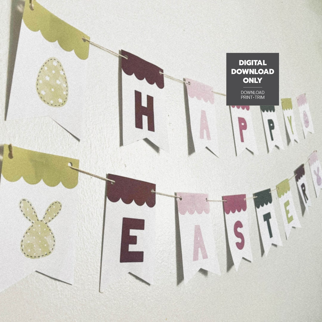 Printable Happy Easter Banner, Pennant Flag Decor, Instant Download - Etsy