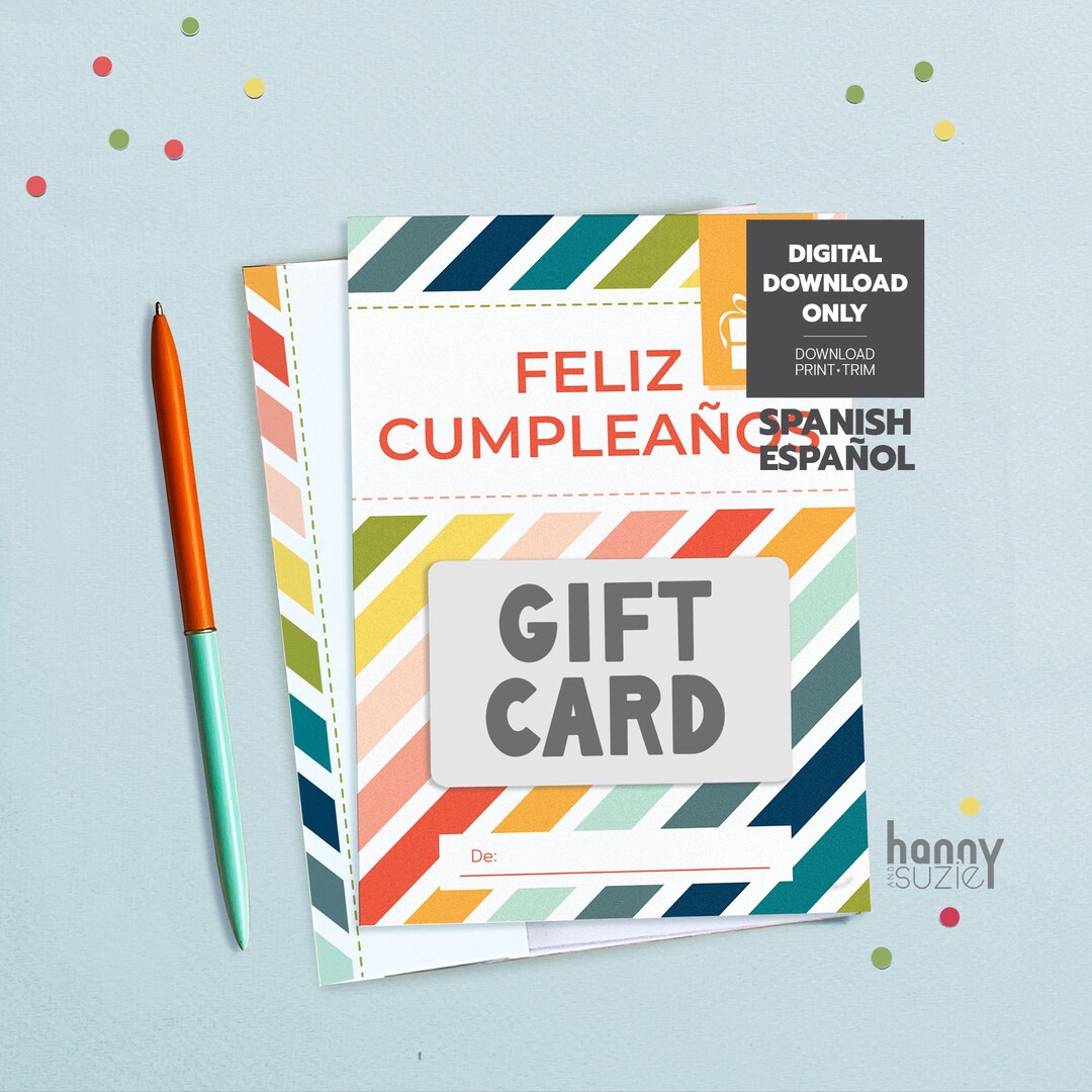 Feliz Cumpleaños Printable Gift Card Holder, Spanish Birthday, Tarjeta ...
