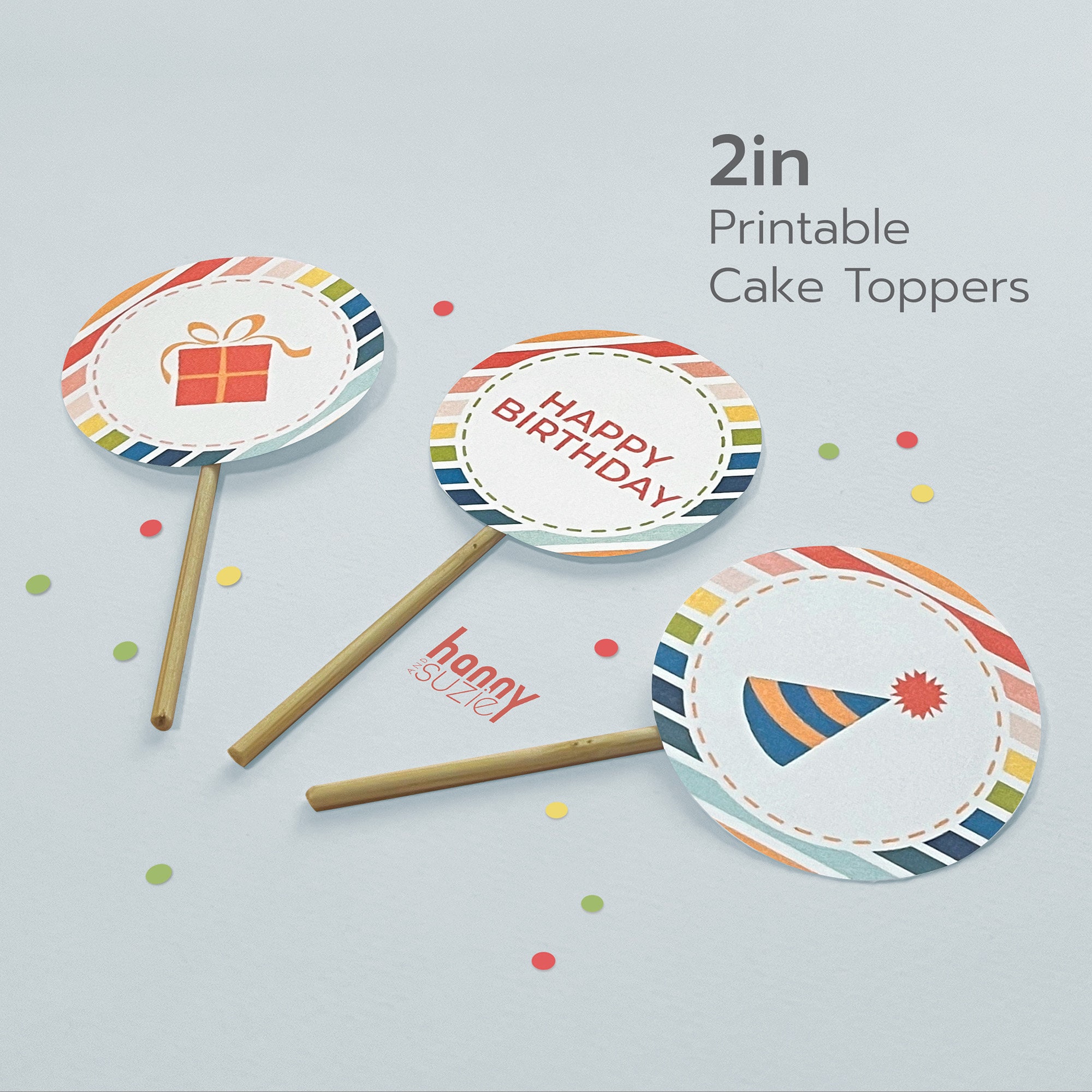 Printable Happy Birthday Cupcake Topper, Birthday Party Decoration ...