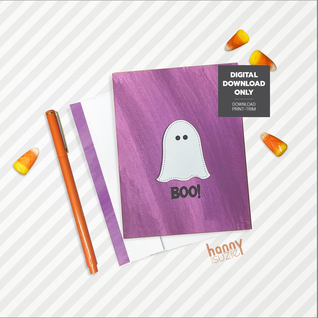 Printable Happy Halloween Card, Halloween Ghost , Spooky Boo Card ...