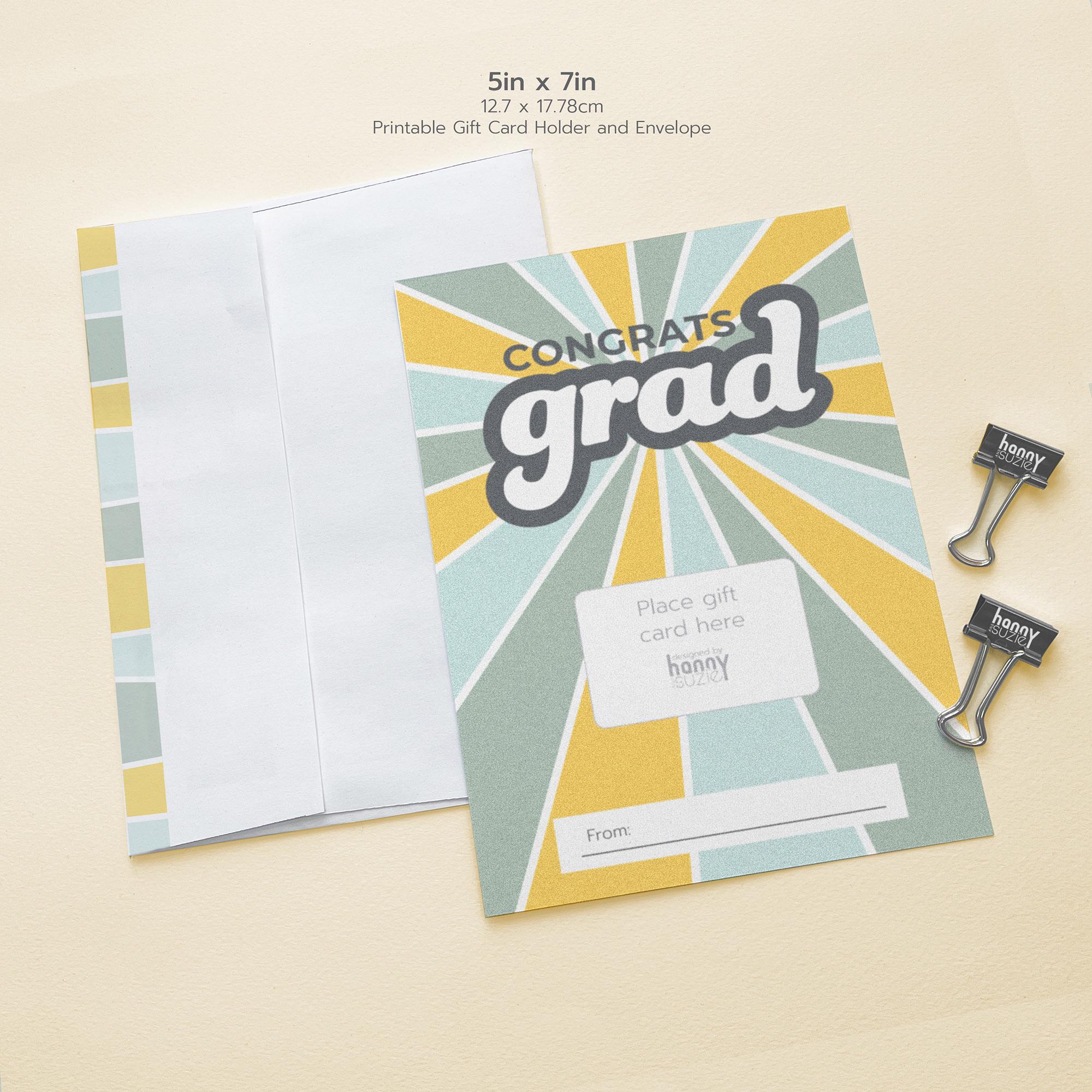 Printable Graduation Gift Card Holder, Congrats Grad Gift Card Holder ...