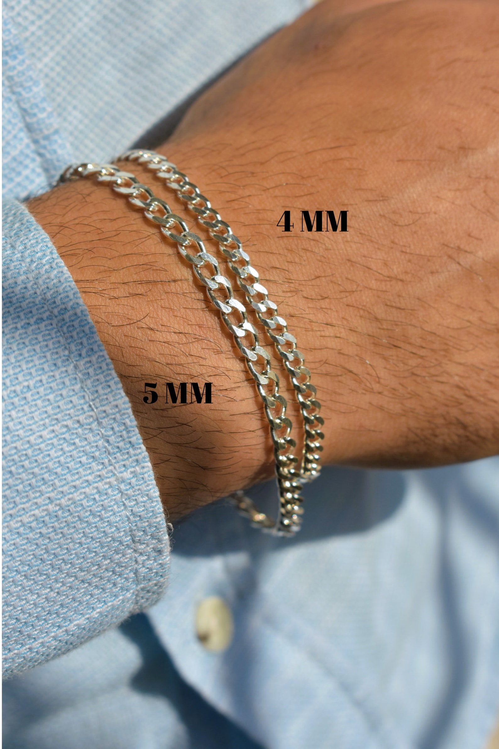 Sterling Silver 925 Curb Link Bracele Cuban Link Silver Bracelet Chain ...