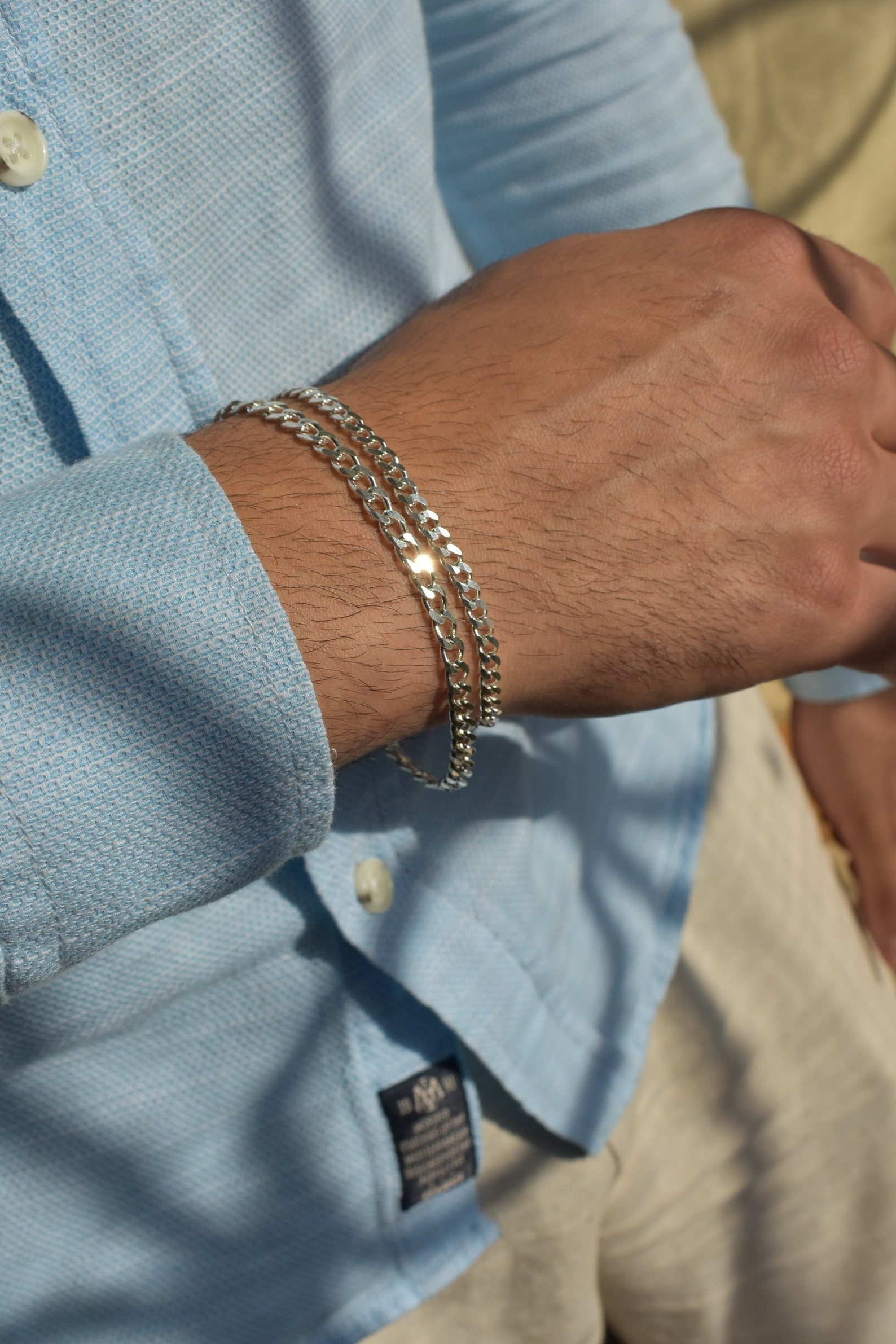Sterling Silver 925 Curb Link Bracele Cuban Link Silver Bracelet Chain ...
