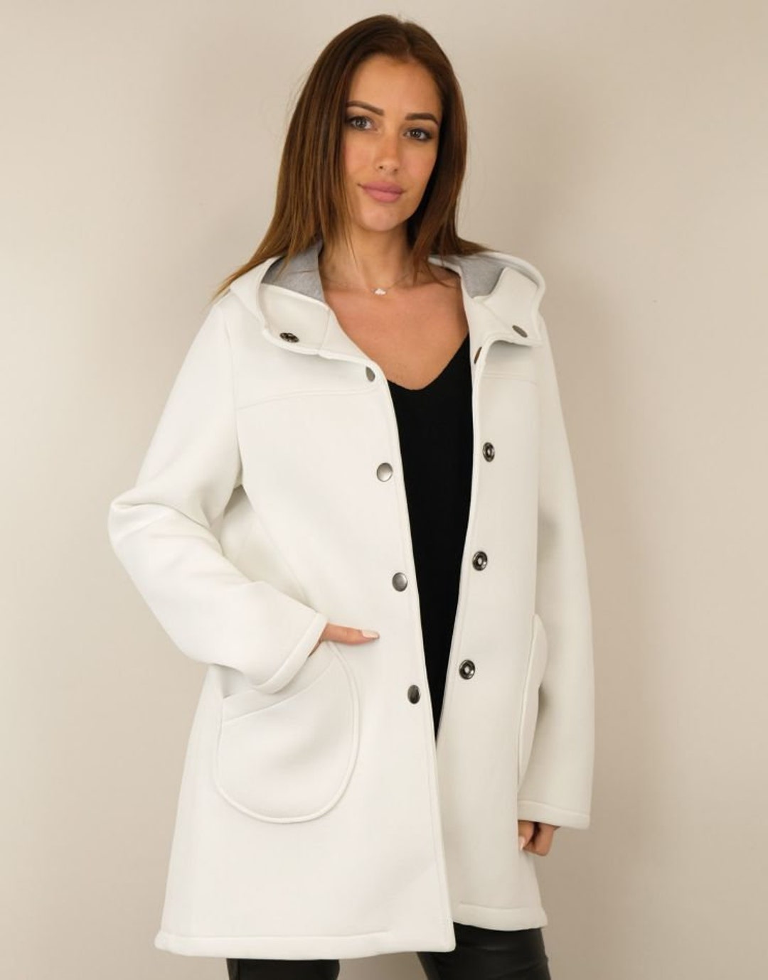 Capucine: French Elegance With a One Size Coat Made in Italy White - Etsy