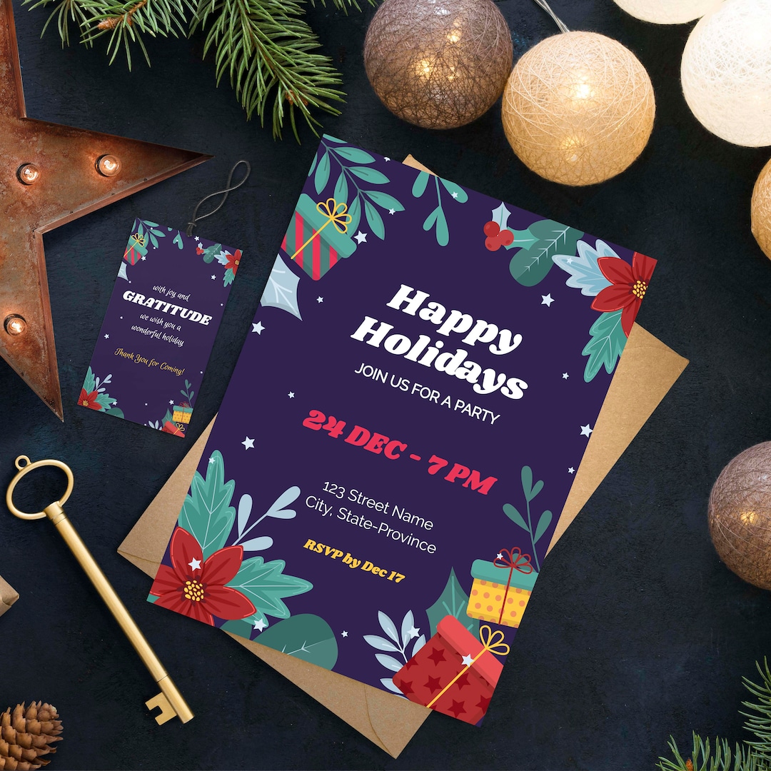 Happy Holidays Party Invitation Custom Christmas Party Invitations ...