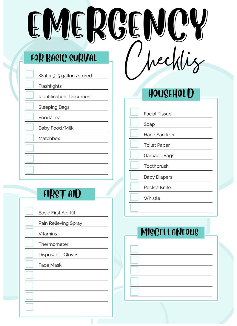 Emergency Checklist, Emergency Printable Download, Be Ready, Pink ...
