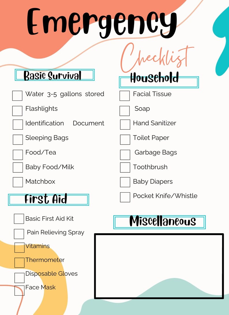 Emergency Checklist, Emergency Printable Download, Be Ready, Pink ...