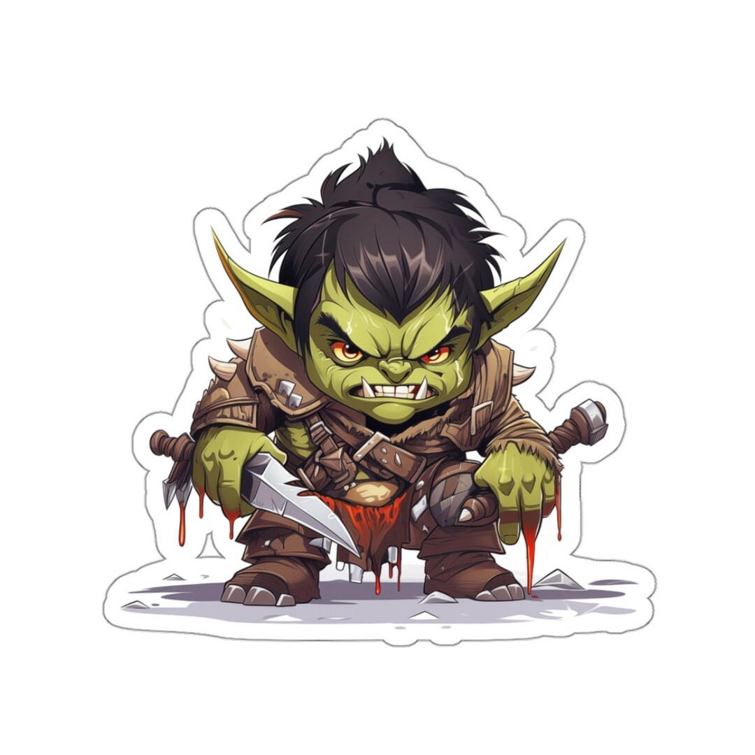 Nerdy Sticker Cute Chibi Orc Fighter 1 D&D Anime - Etsy