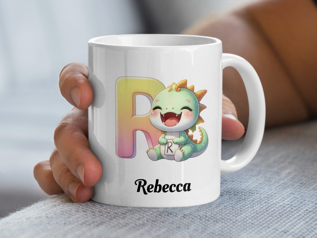 Cute Dragon Alphabet Letter R Customizable Name Mug, Personalized Kids ...
