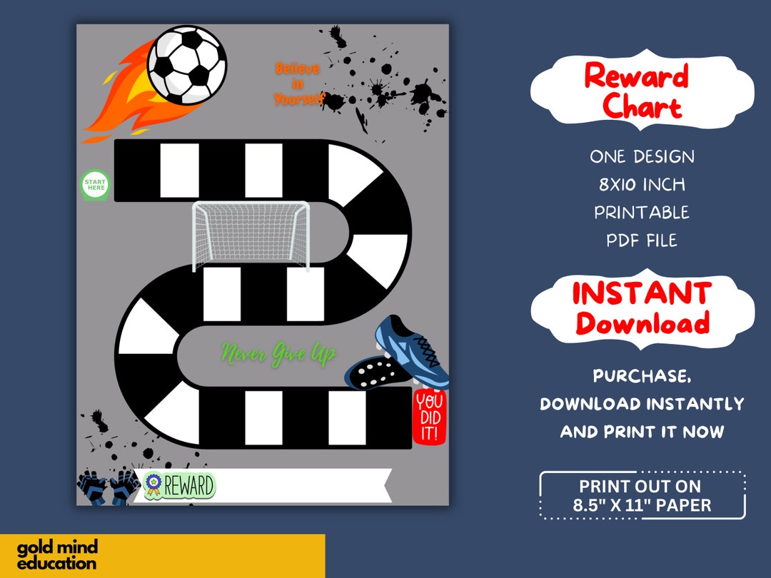 Soccer Reward Chart Printable Soccer Kids Behavior Chart - Etsy Australia