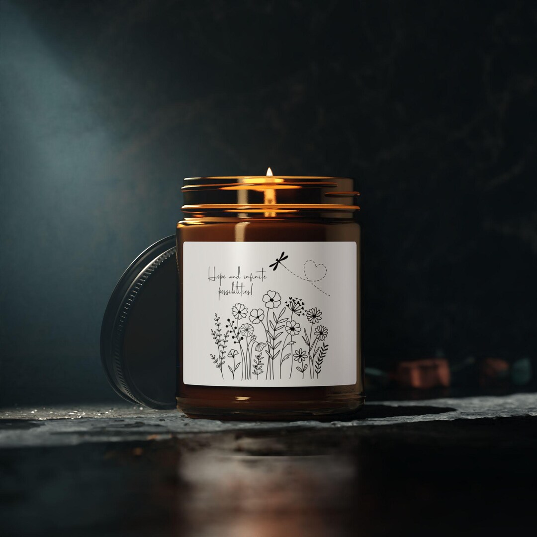 Soy Candle, Hope and Infinite Possibilities Dragonfly Floral Scene ...